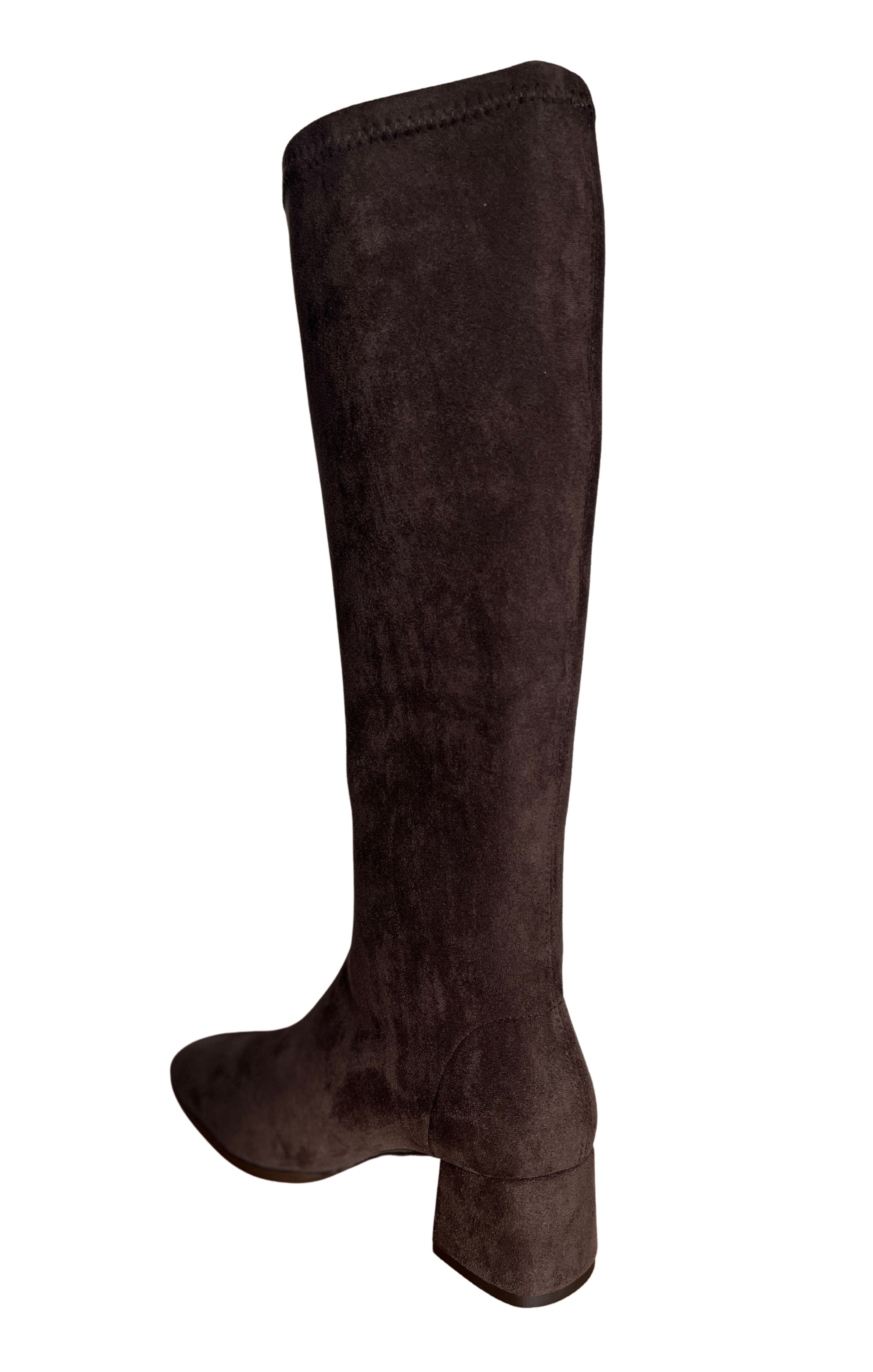MISS ELASTIC Black Faux Suede Stretch Ankle Boot – Fabucci Shoes
