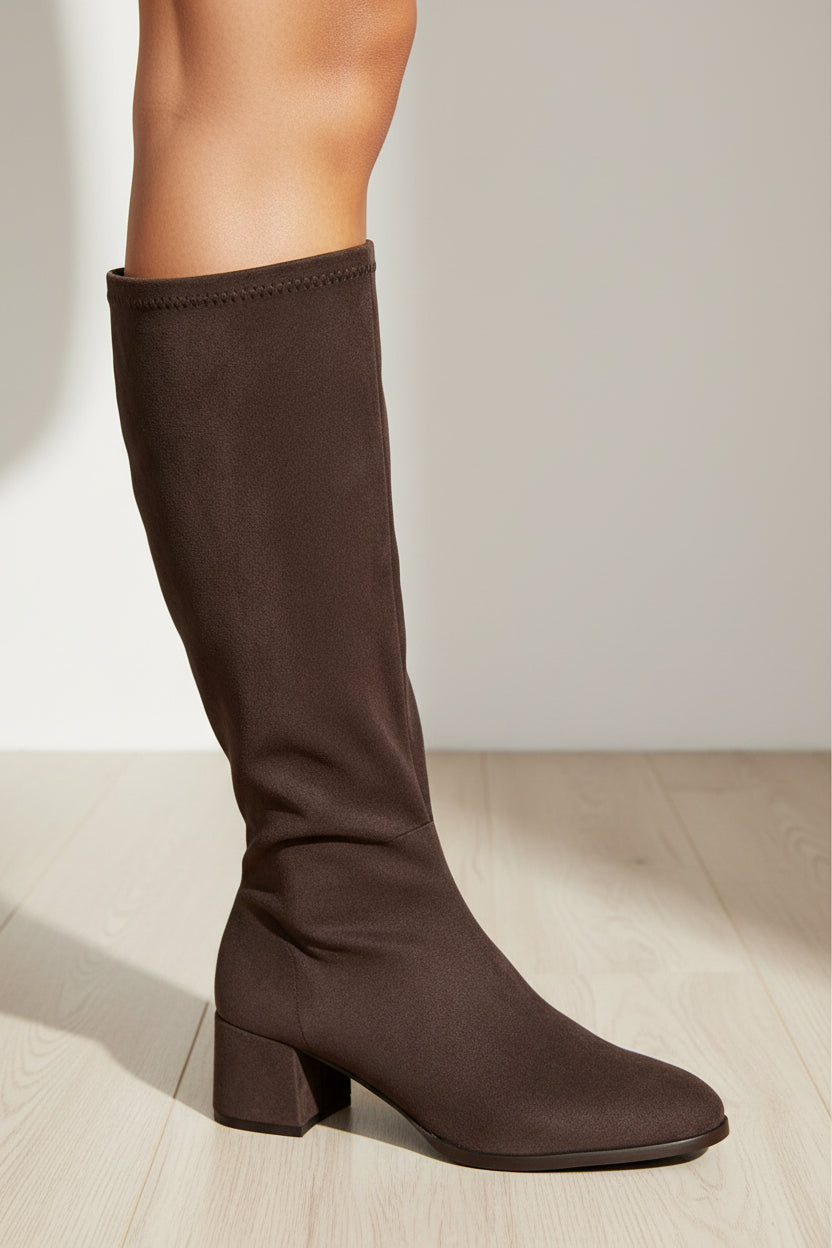 MISS ELASTIC Black Faux Suede Stretch Ankle Boot – Fabucci Shoes