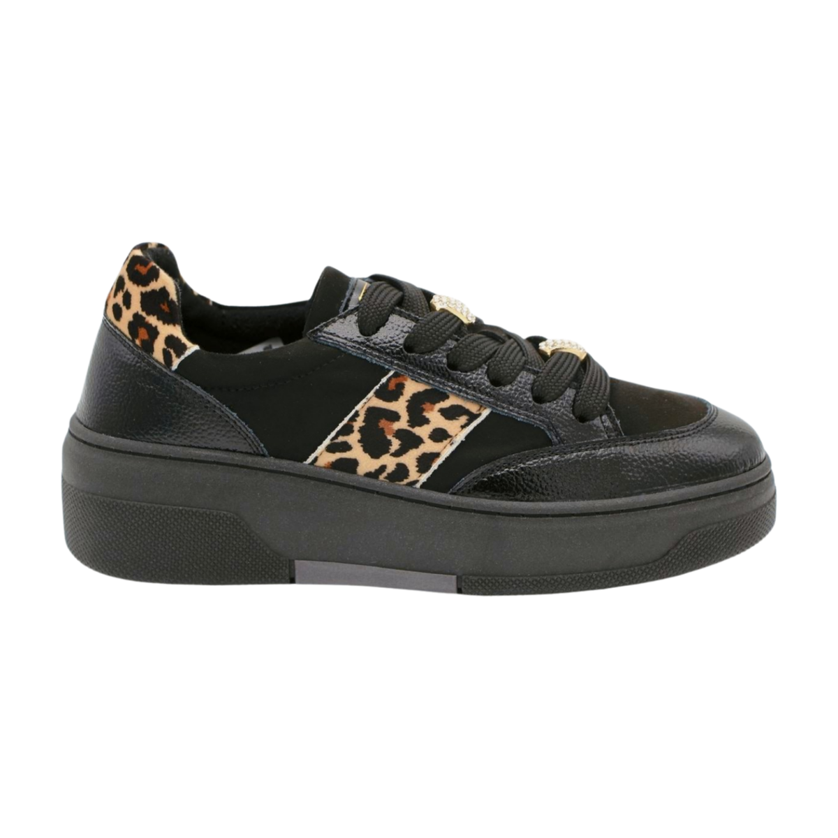 COMART Black & Leopard Print Trainer – Fabucci Shoes